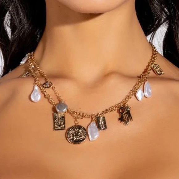 Jewelry | Protection Spell Gold Charm Adorned Necklace Set | Poshmark